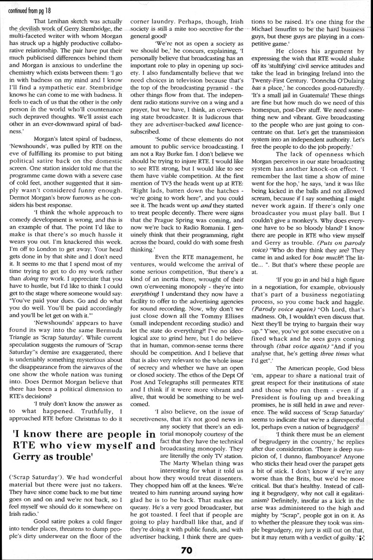 Dermot Morgan – In Dublin 1993 with Damian Corless + Gig Memories by ...